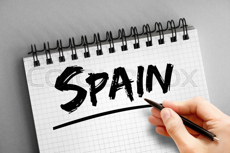 Spain text on notepad, concept ... | Stock image | Colourbox
