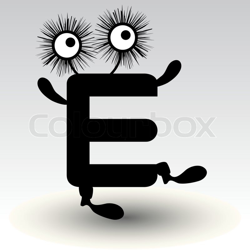 Letter e, funny character design | Stock vector | Colourbox