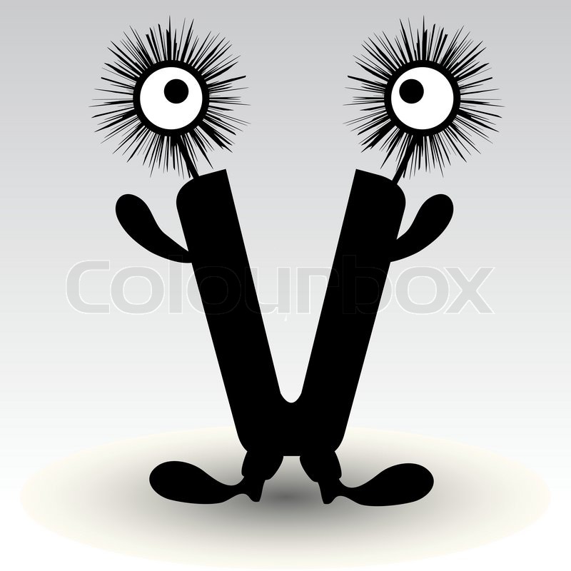 Letter v, funny character design | Stock vector | Colourbox