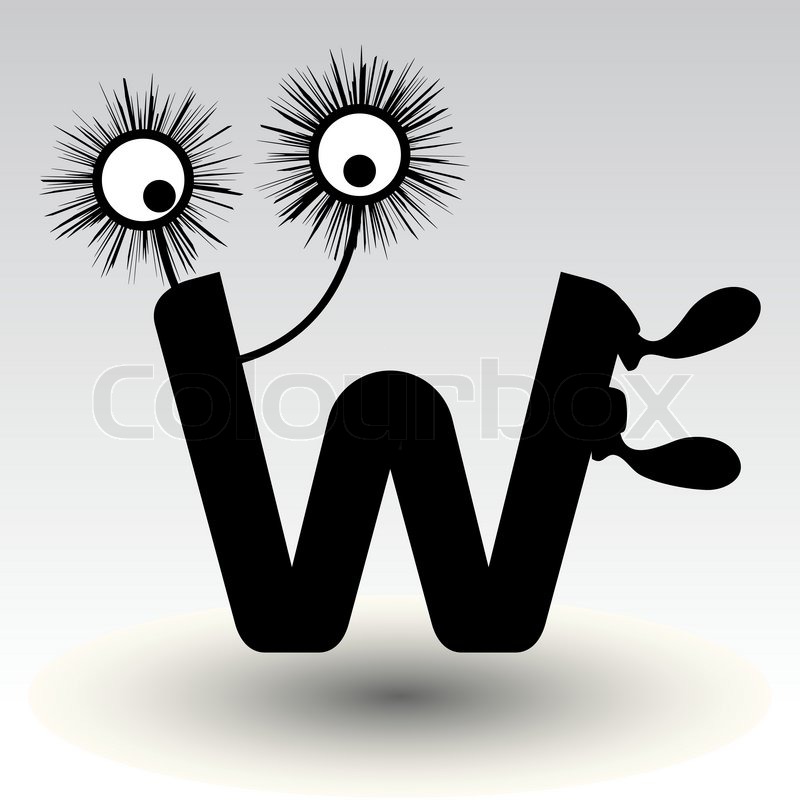 Letter w, funny character design | Stock vector | Colourbox
