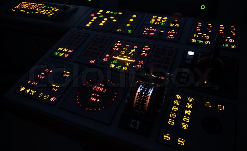 Illuminated ship control panel in the ... | Stock image | Colourbox