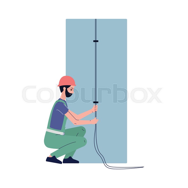 Professional male electrician worker ... | Stock vector | Colourbox
