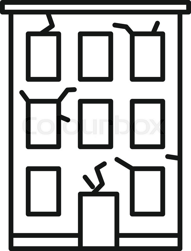 Destroyed building icon. Outline ... | Stock vector | Colourbox