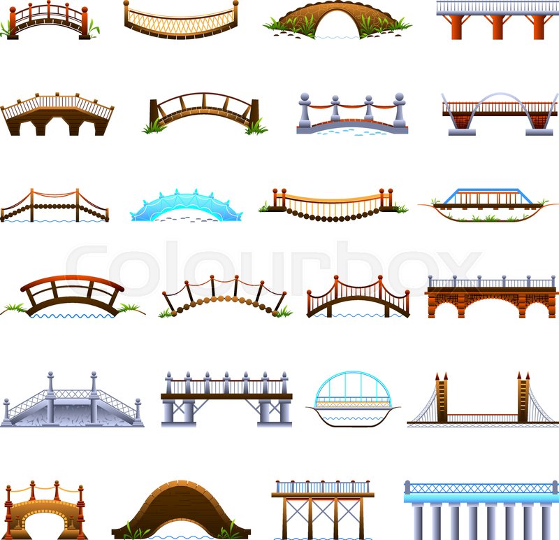 Bridges icons set. Cartoon set of ... | Stock vector | Colourbox