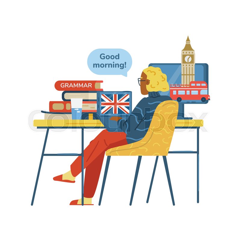 Female Student Studying Clipart