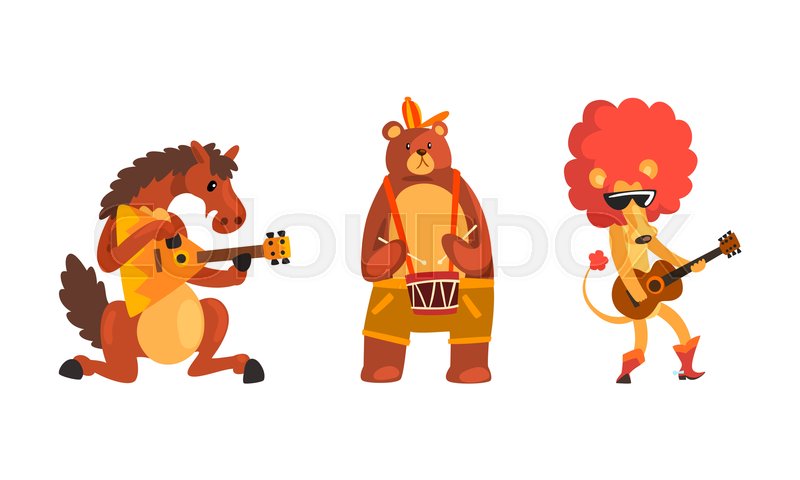 Musician Animals Characters with ... | Stock vector | Colourbox