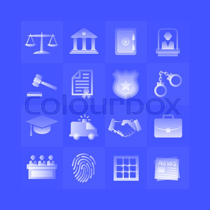 Law gradient icons set on blue ... | Stock vector | Colourbox