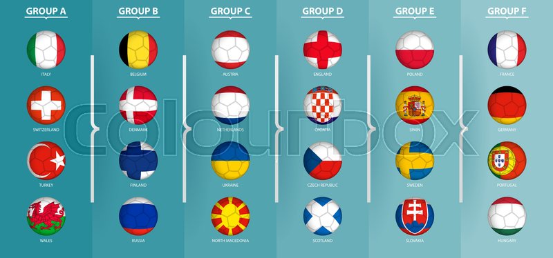 Flags of European football tournament ... | Stock vector | Colourbox