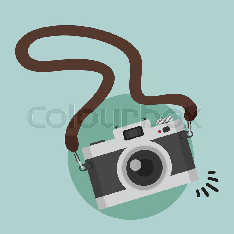 Digital camera with strap vector ... | Stock vector | Colourbox