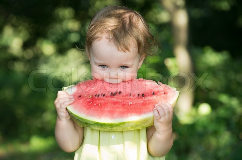 Cute Baby Eating Watermelon