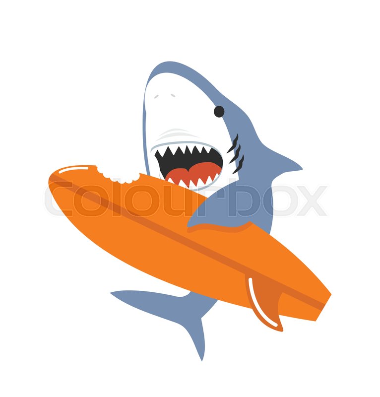 Cartoon Surfing Shark