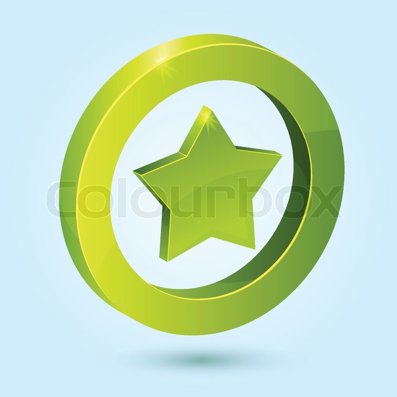 Green star symbol isolated on blue ... | Stock vector | Colourbox