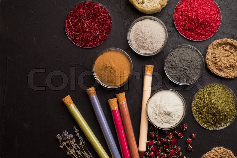 Plant based powders in test tubes, ... | Stock image | Colourbox