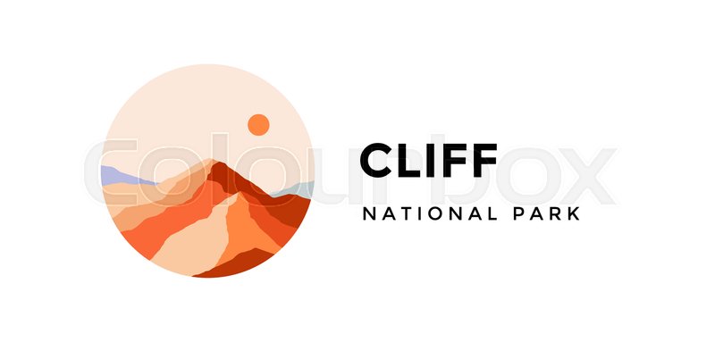 Logo, logotype, sign. Cliff, national ... | Stock vector | Colourbox