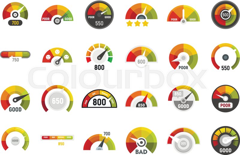 Credit score icons set. Flat set of ... | Stock vector | Colourbox