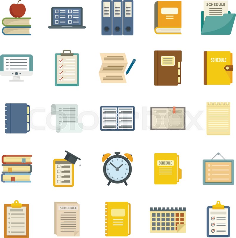 Syllabus icons set. Flat set of ... | Stock vector | Colourbox