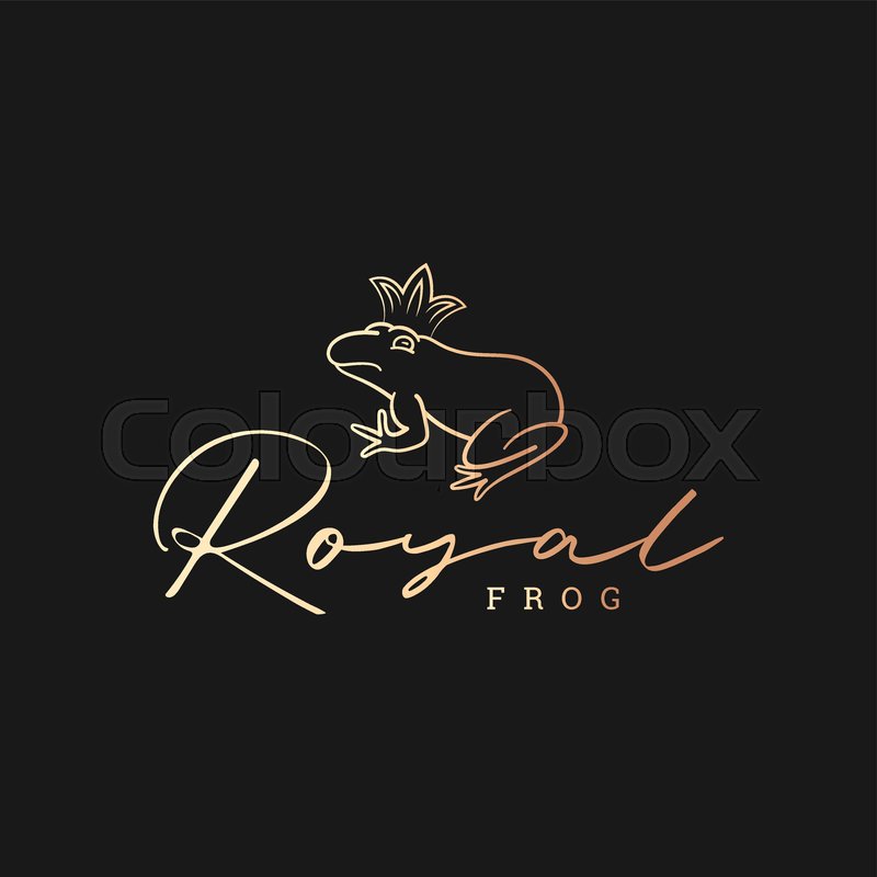 Frog crown logo. Royal gold frog on ... | Stock vector | Colourbox