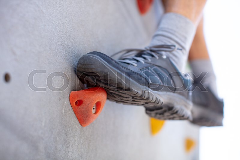 View of rock climber foot on training ... | Stock image | Colourbox