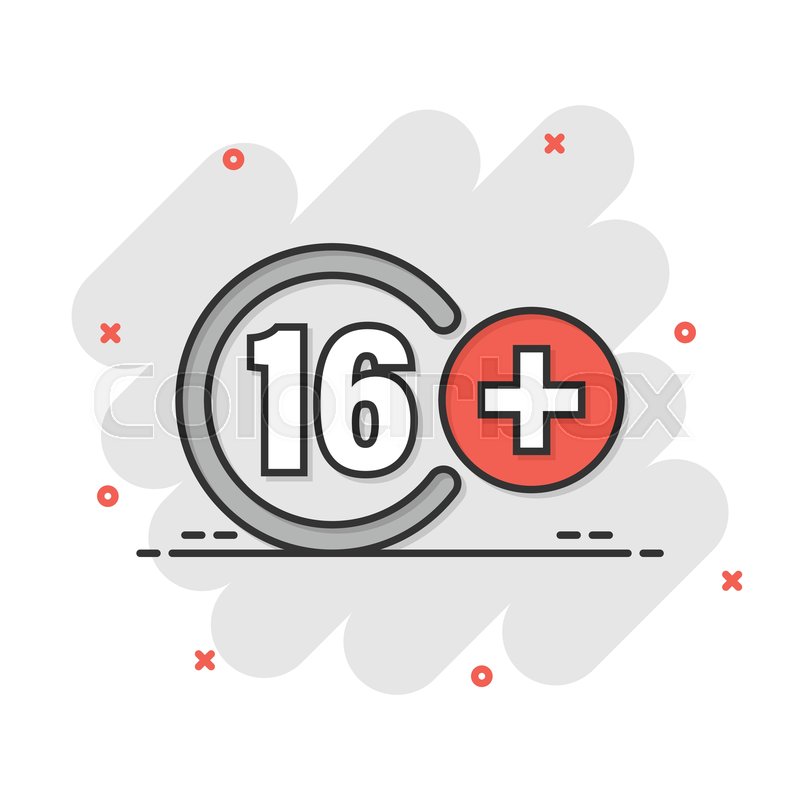 Sixteen plus icon in flat style. 16+ ... | Stock vector | Colourbox