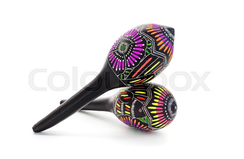 Pair of colorful maracas on white ... | Stock image | Colourbox