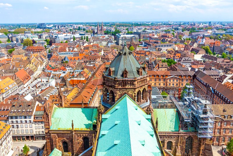 Skyline aerial view of Strasbourg old ... | Stock image | Colourbox