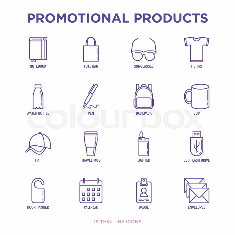 Promotional products thin line icons ... | Stock vector | Colourbox