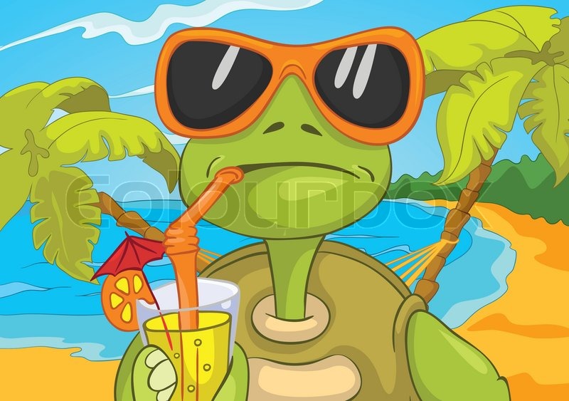 Funny Turtle Drinking Cocktail | Stock vector | Colourbox