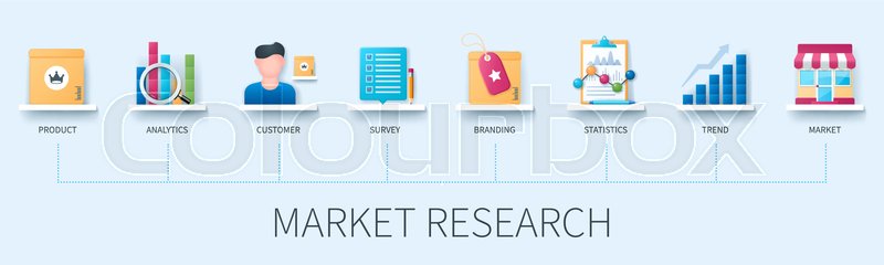 Market research banner with icons. ... | Stock vector | Colourbox