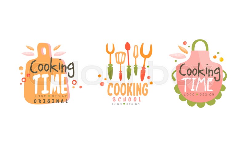Cooking Time Logo Design Set, Culinary ... | Stock vector | Colourbox