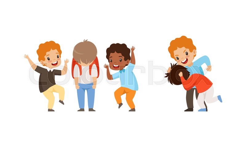 Aggressive Kids Mocking at Classmates, ... | Stock vector | Colourbox