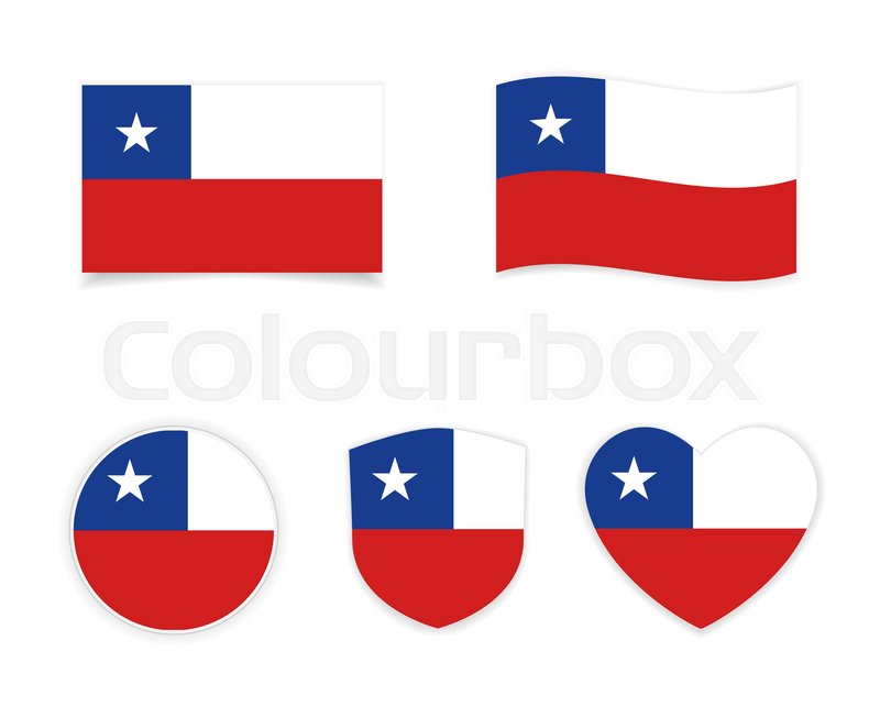 Chile national flag with shield and ... | Stock vector | Colourbox