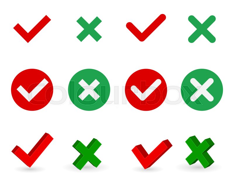Check mark x checkbox 3d icon set ... | Stock vector | Colourbox
