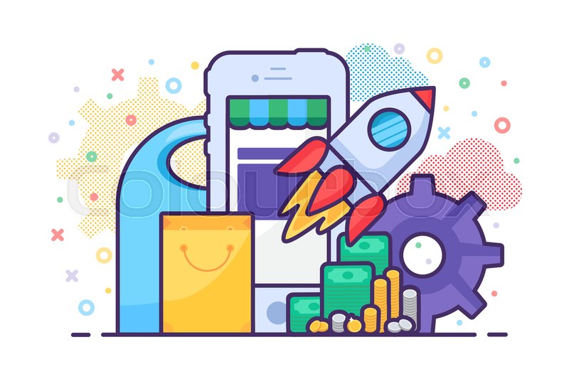 Mobile sale store launching ... | Stock vector | Colourbox