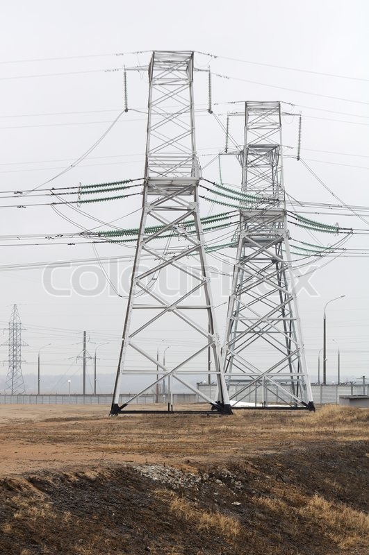 Transmission Towers in Industrial Area | Stock image | Colourbox