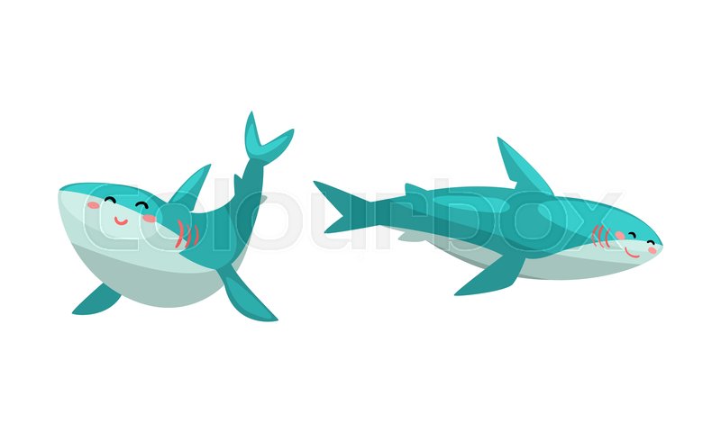 Friendly Sharks set, Amusing Sea ... | Stock vector | Colourbox