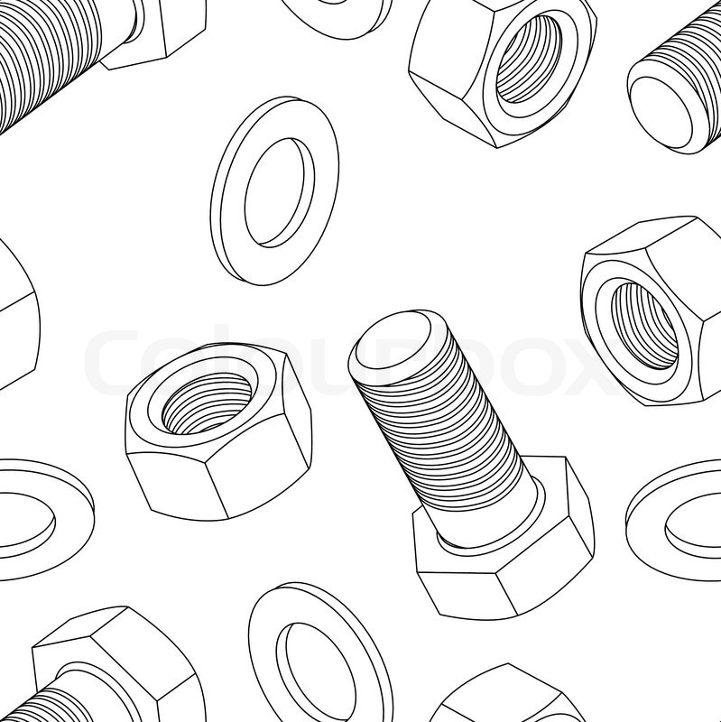 Nut Bolt Drawing Vector Art Getty Images