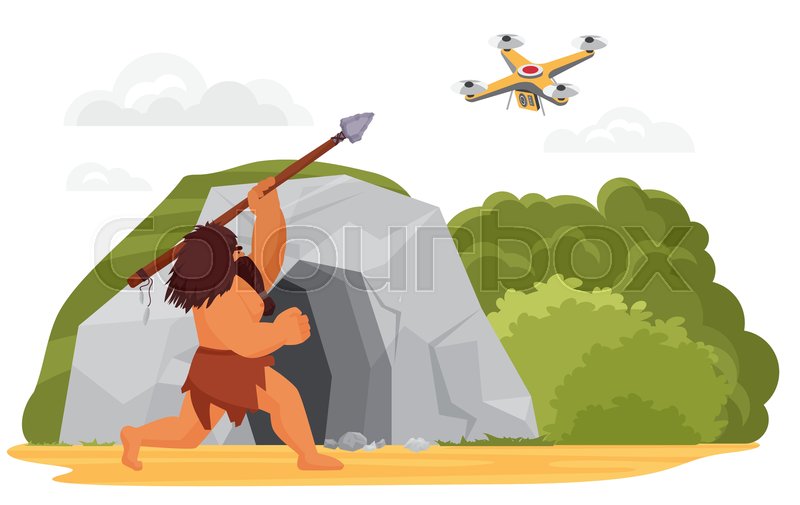 Jpg Of Cartoon Cave Men Under Rock