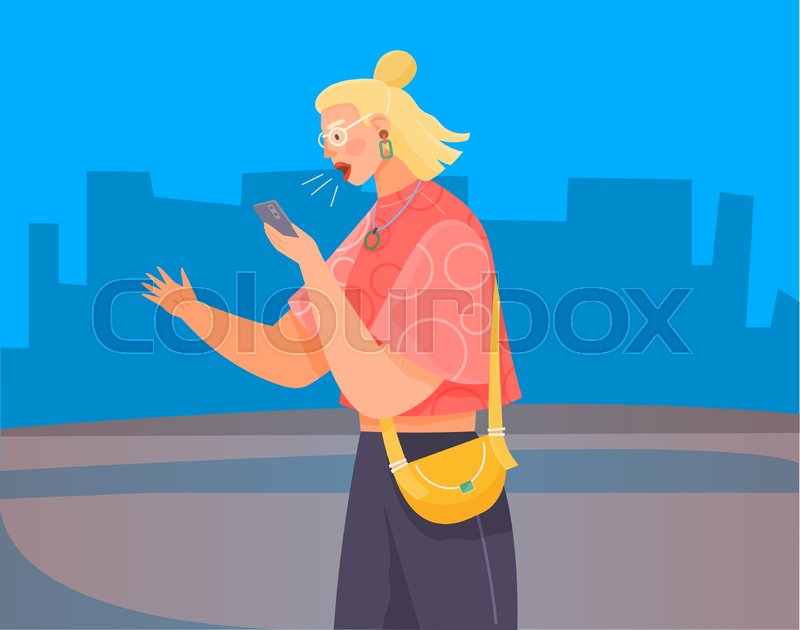 Woman Communicating With Smartphone Stock Vector Colourbox