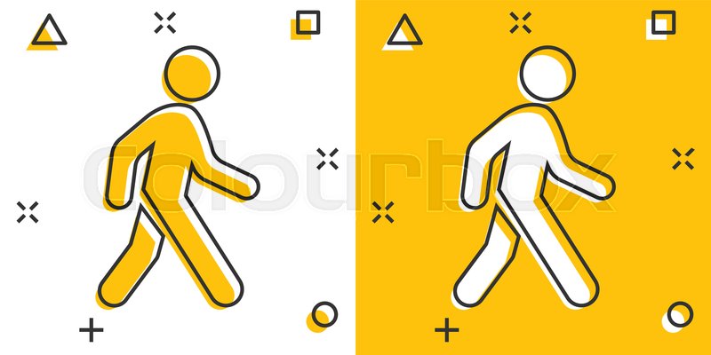 Vector cartoon walking man icon in ... | Stock vector | Colourbox