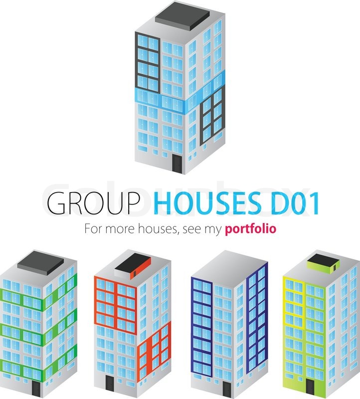Houses Group, Set, Vector | Stock vector | Colourbox