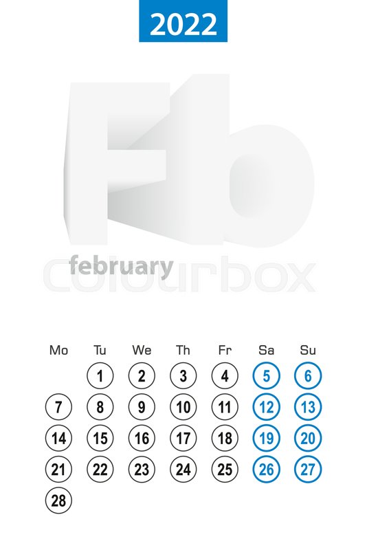 Calendar 2022 February Design