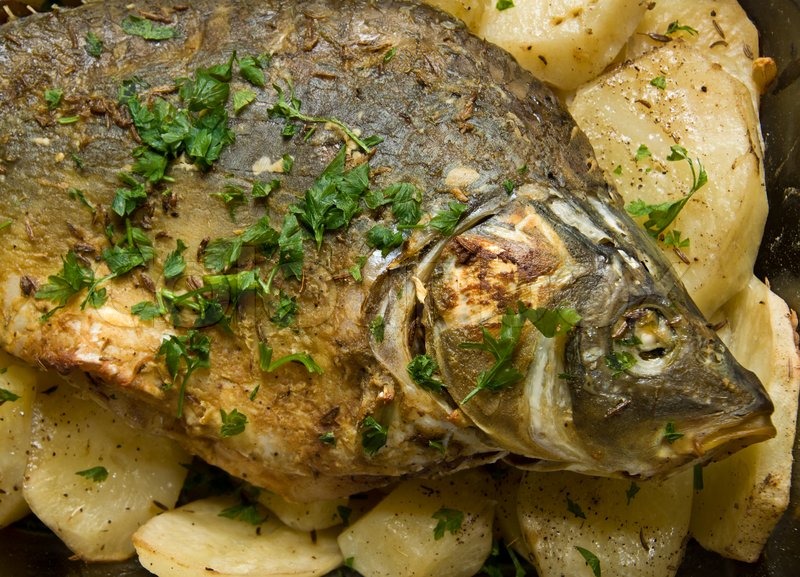 Baked fish and potatoes | Stock image | Colourbox