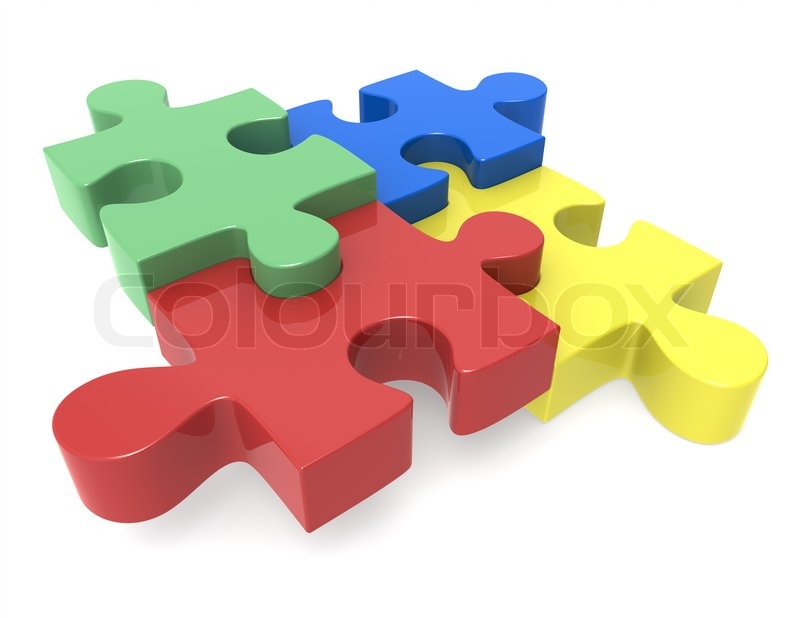 Blue, yellow, red and green Puzzle | Stock image | Colourbox