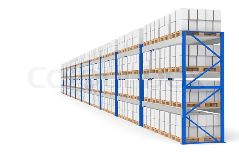 Warehouse Shelves, side view Part of a ... | Stock image | Colourbox