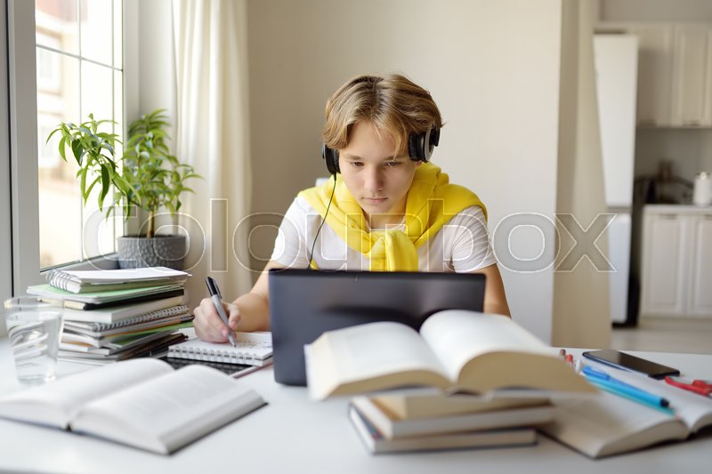 High School Boys Studying