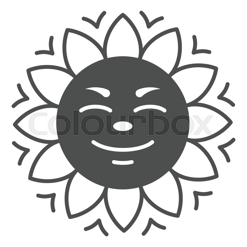 Happy Face Sun Black And White