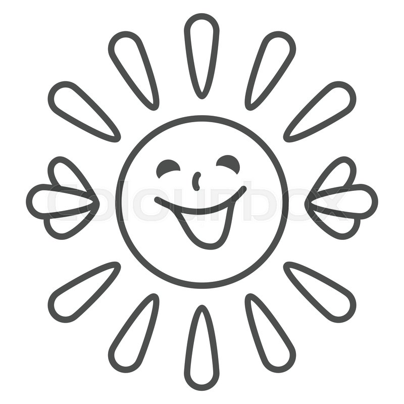 Happy Face Sun Black And White