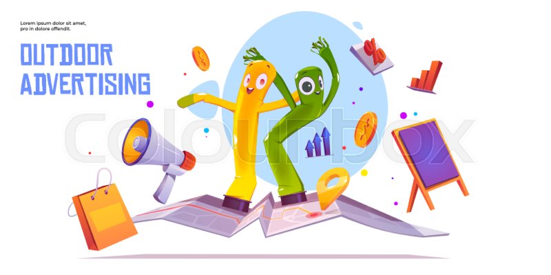 Outdoor advertising cartoon banner. ... | Stock vector | Colourbox