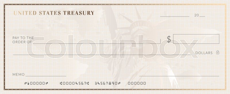 Blank stimulus bank check template. ... | Stock vector | Colourbox