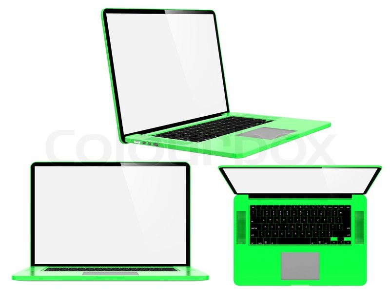 Set of Green Modern Laptops | Stock Photo | Colourbox